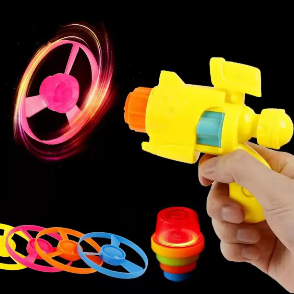 2 in 1 Spinning Top Gun Light-up Disc Flyer Led Flashing Flying Saucer ...
