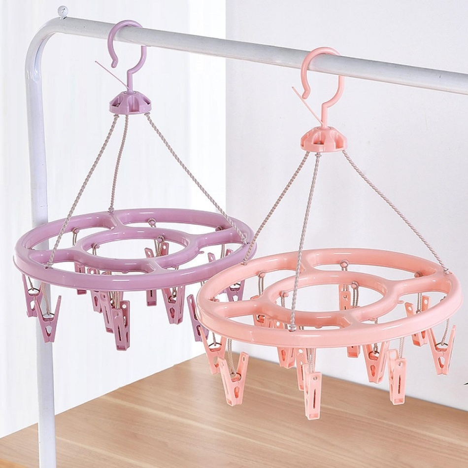 Round Shape Baby Cloth Hanger With 18 clip, CREW4 Plastic Cloth Drying ...