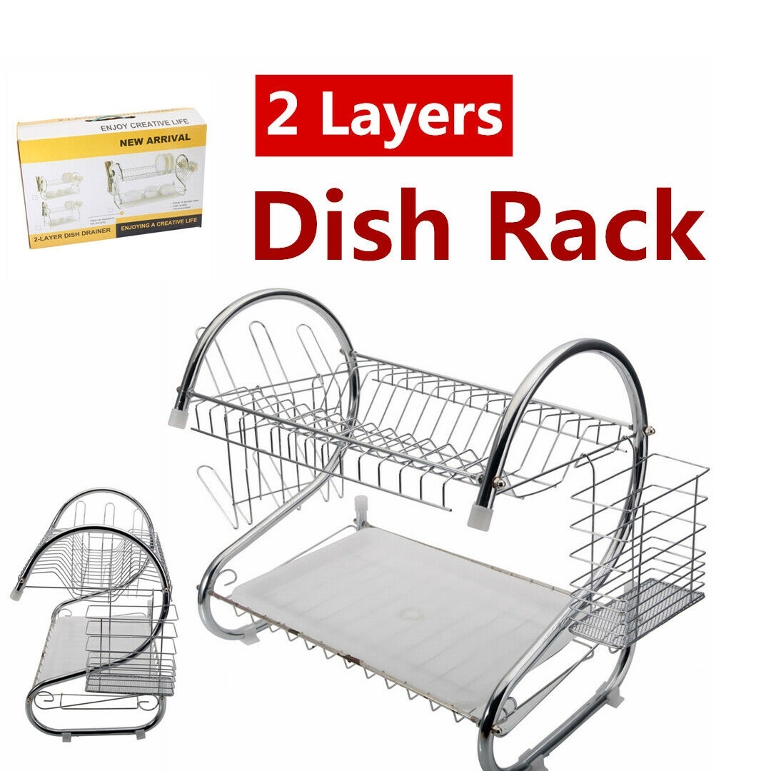 2 Layer Stainless Dish Drainer Rack