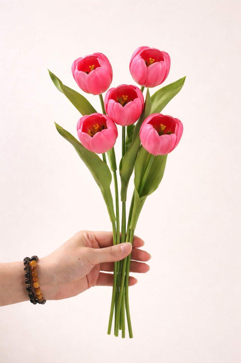 Large Soft Touch Tulip Flower Bundle – Yellow Buble Artificial Tulip ...