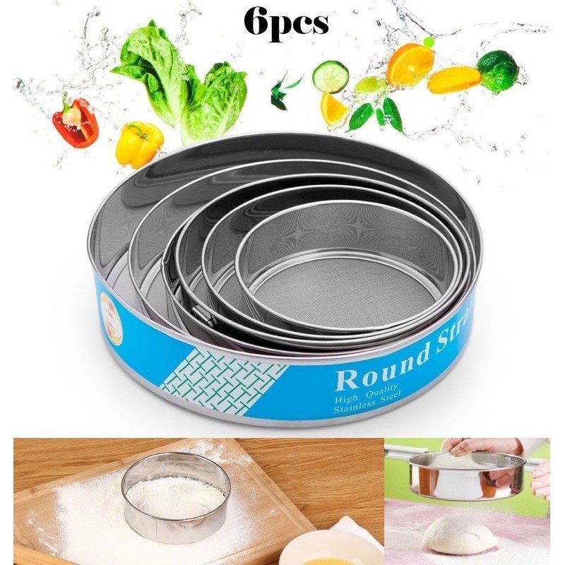 Round Strainer Set 6pcs, High Quality Stainless Steel Round Strainer