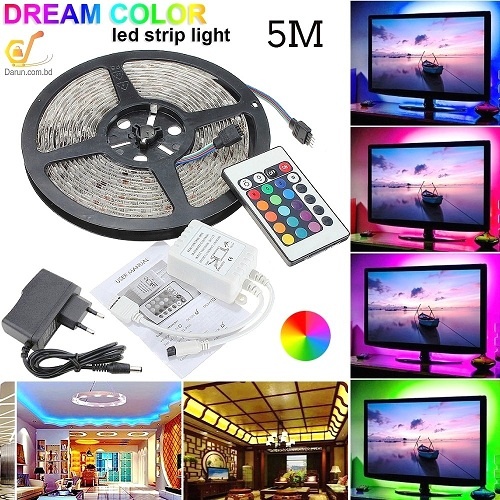 LED Strip Light Remote Control Colour Changing Light with Sticker, LED ...