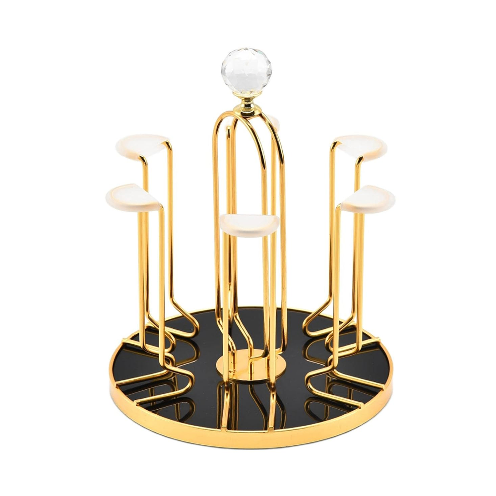 360 Degree Rotating Dining Table Glass holder Rack, Golden Metal ...
