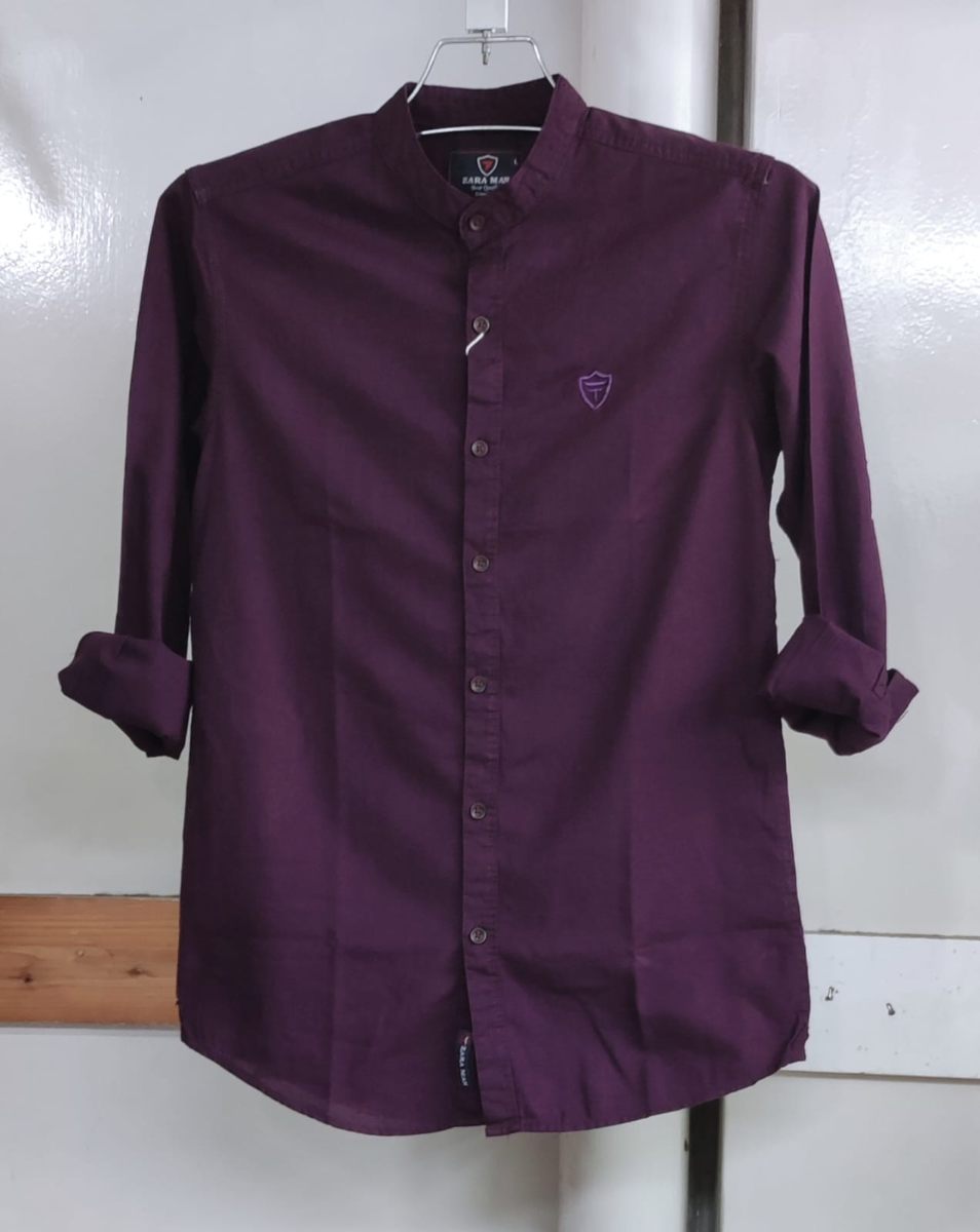 Man's Full Sleeve Ban Collar Shirt Solid